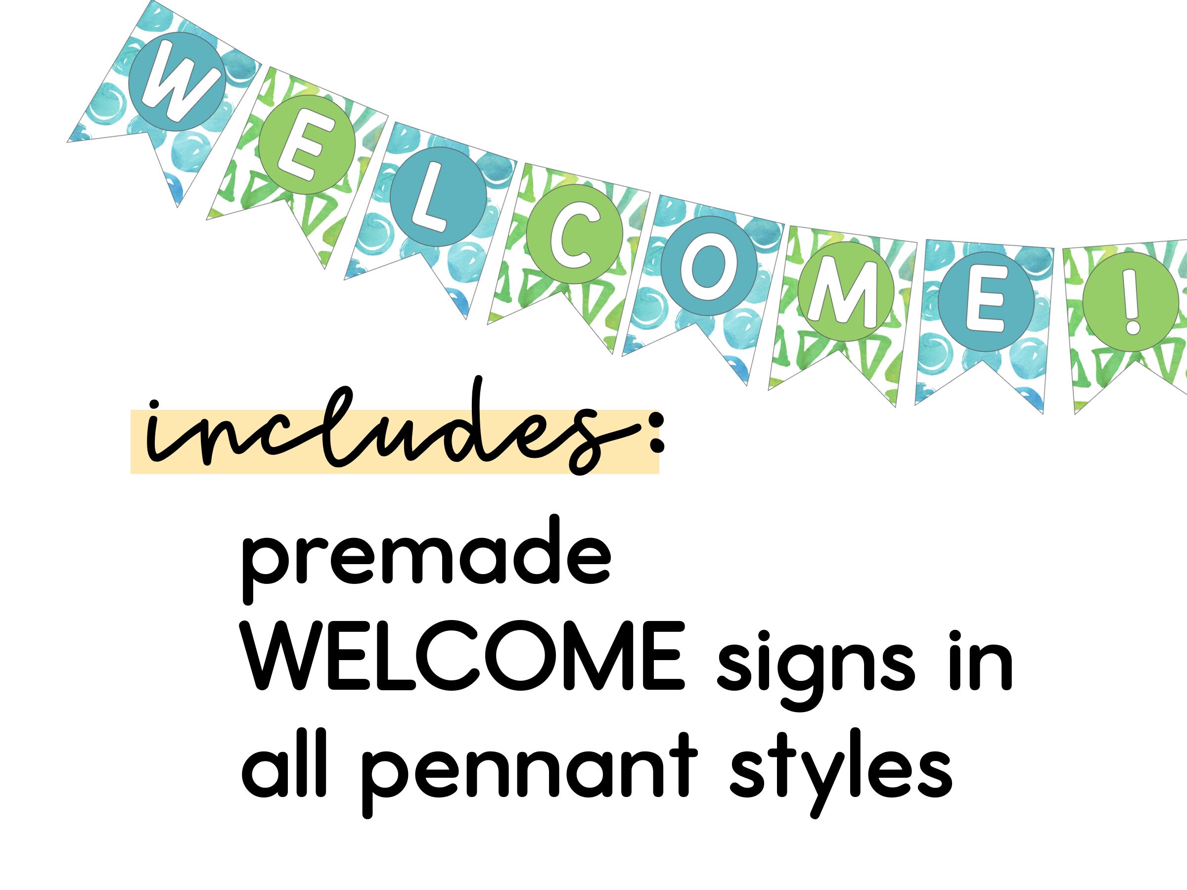 Editable Watercolor Banner, Customizable Bunting and Flags, Mix and ...