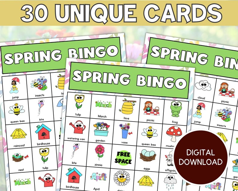SPRING Bingo | Fun Spring Printable | Bingo Game for Kids | Printable ...