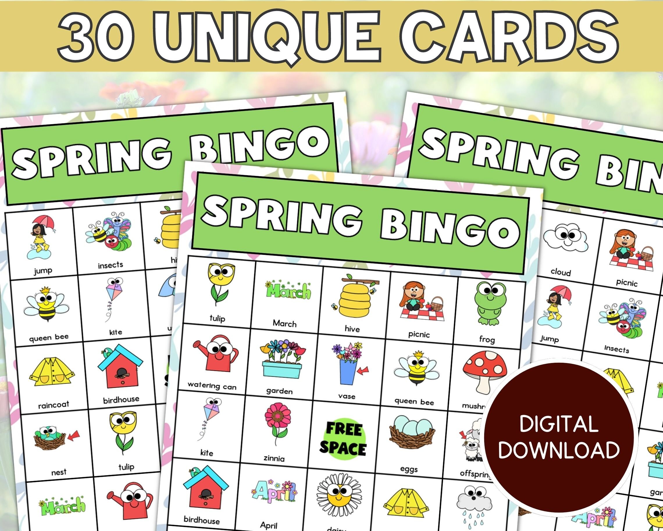 SPRING Bingo | Fun Spring Printable | Bingo Game for Kids | Printable ...