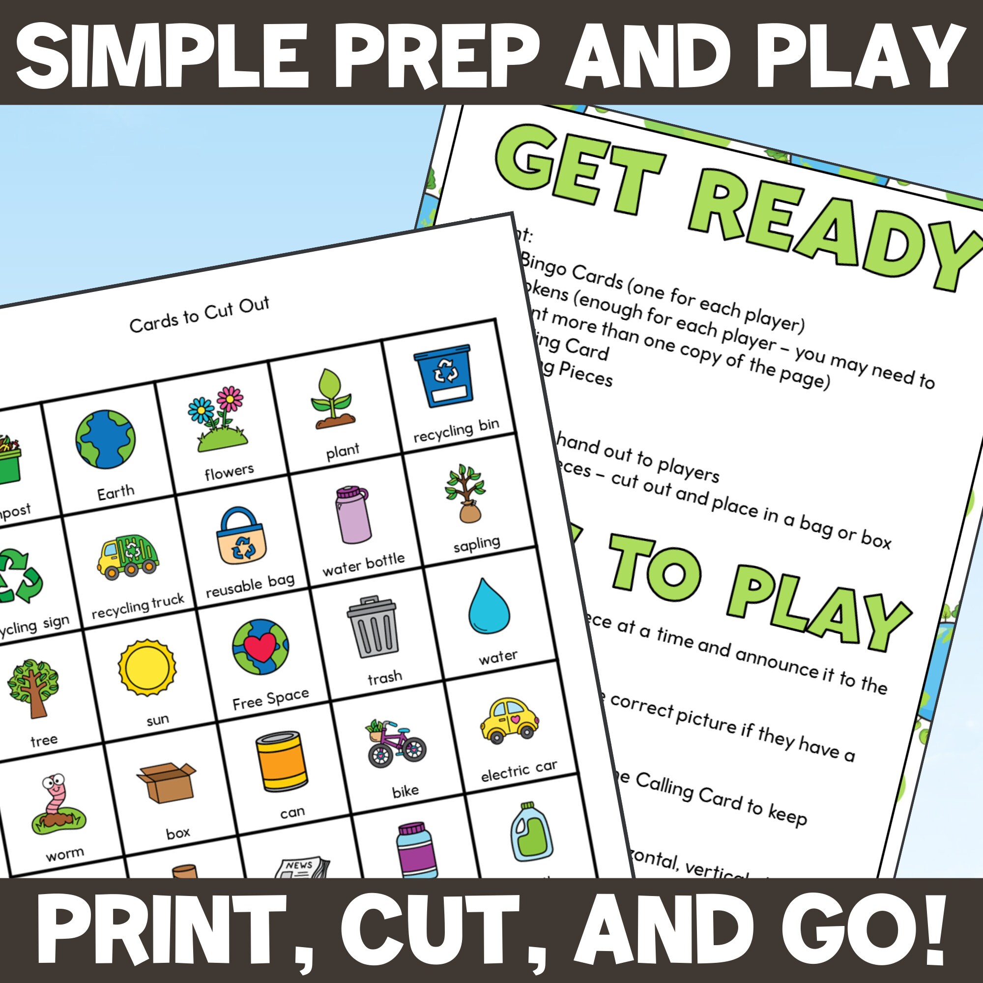 Earth Day Bingo - Fun Party Game for Kids, Families + Seniors- 30 Cards ...
