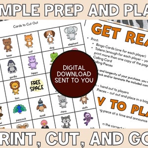 Animal Printable Bingo Game for Kids, Preschool Activity, Classroom ...