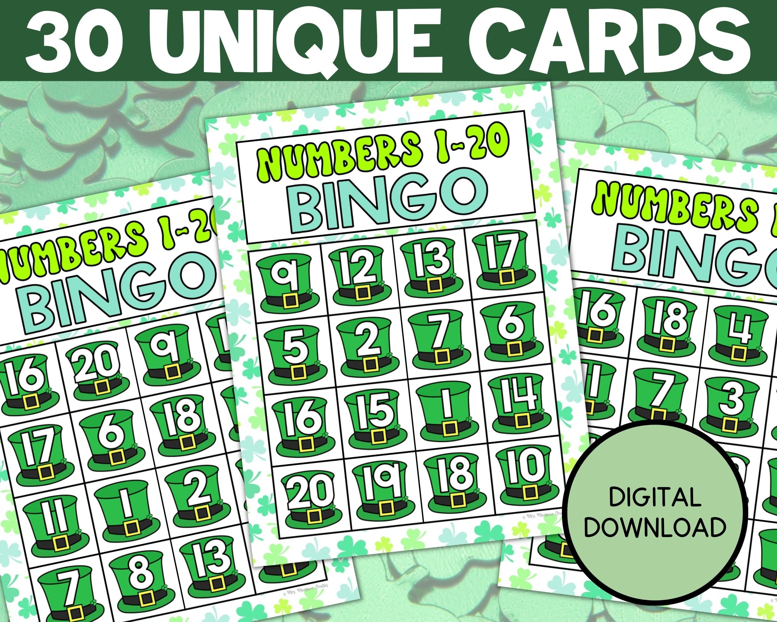 Numbers 1-20 Bingo | St. Patrick's Day Math Practice Activity ...