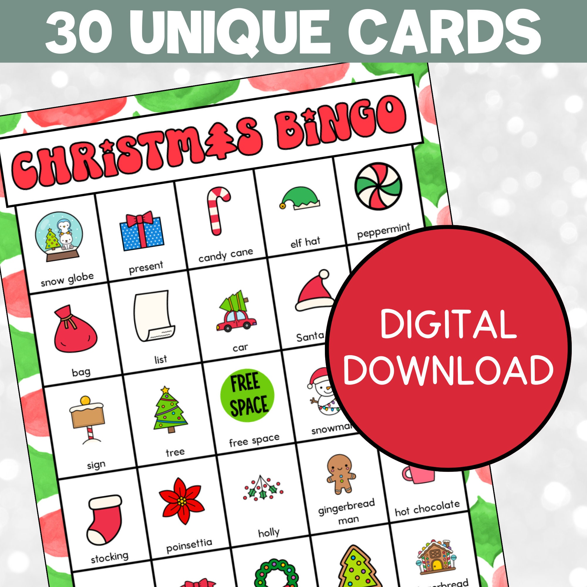 Christmas BINGO Printable Activity for Students, Families, or Seniors ...