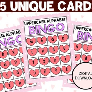 Uppercase Alphabet Bingo | Valentine Bingo | Valentine Alphabet Bingo ...
