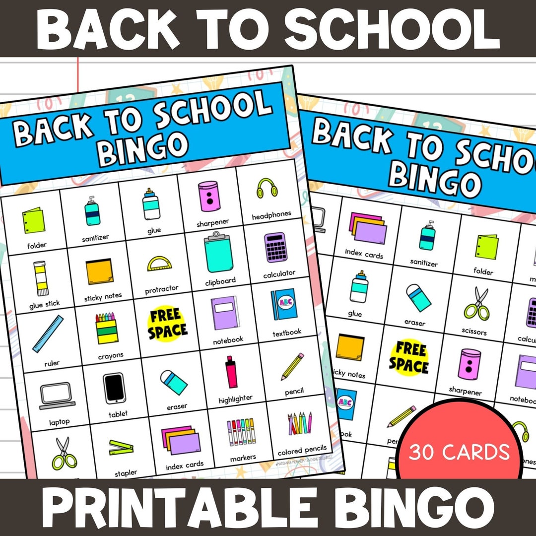 Back to School Bingo Activity for Elementary Students, First Week of ...