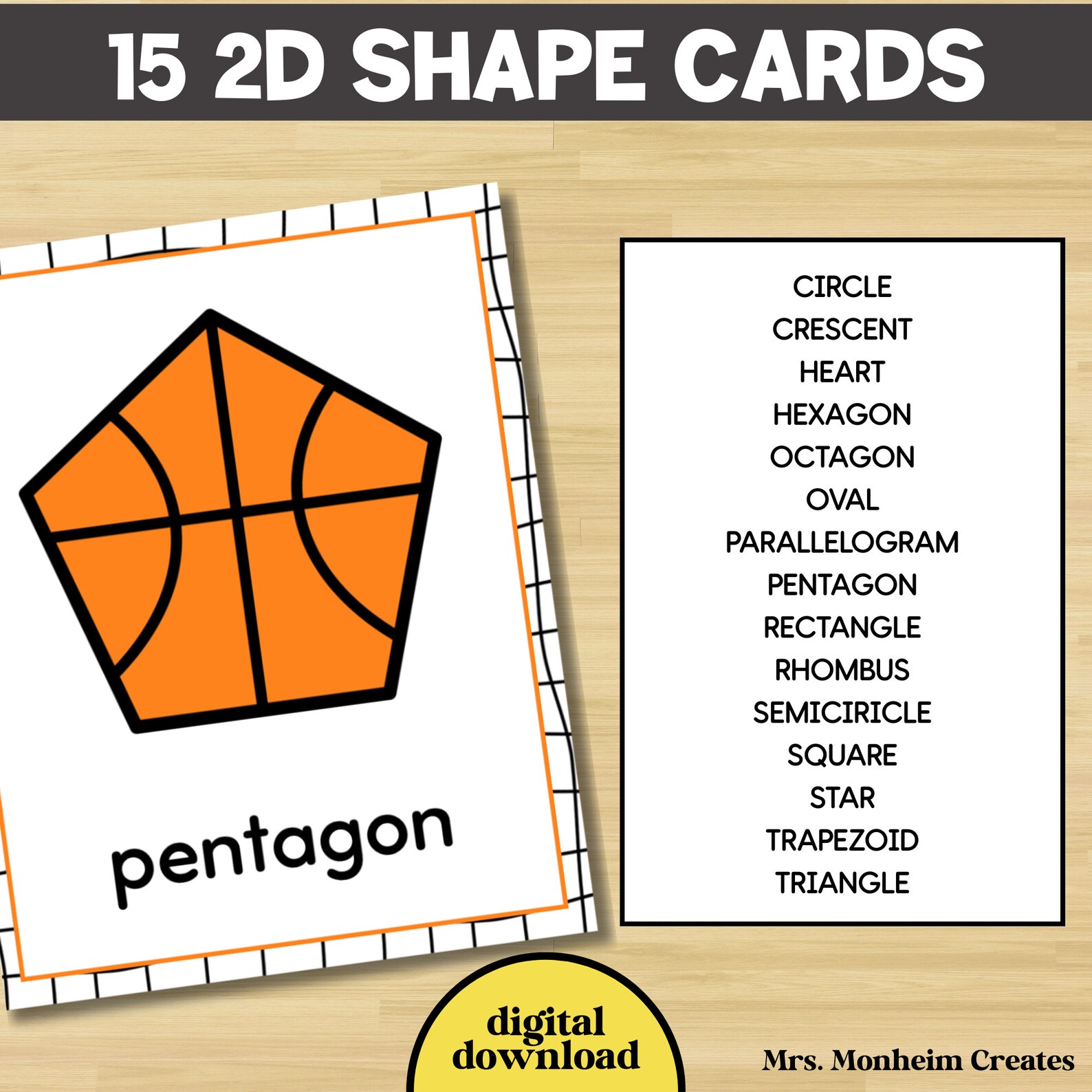 2D Geometric Shapes Flashcards, Basketball Theme, Educational Resource ...