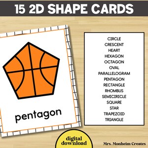 2D Geometric Shapes Flashcards, Basketball Theme, Educational Resource ...