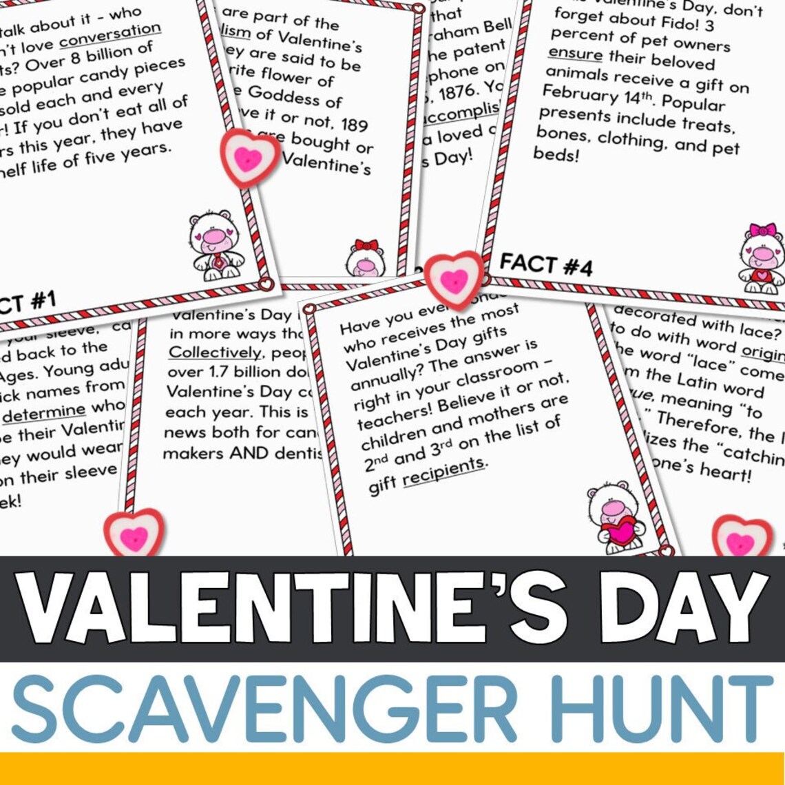 Valentine's Day Scavenger Hunt for Kids, Fun February Party Activity ...