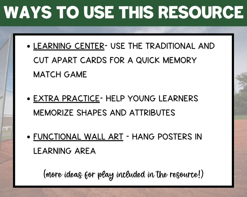 Geometric Baseball Shapes Flash Cards Baseball Shape Cards Montessori ...