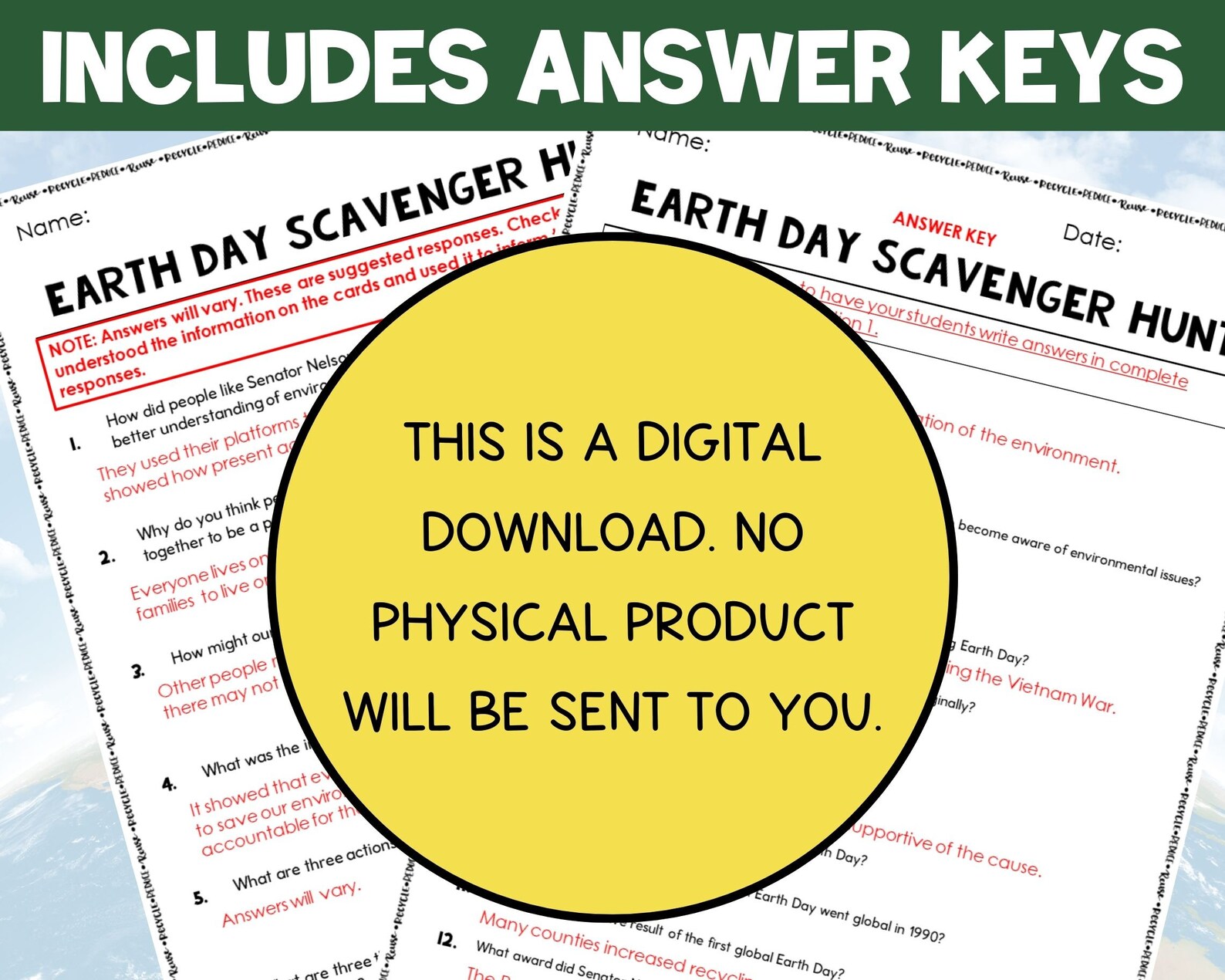 Earth Day Scavenger Hunt | Fun Facts | Classroom Activity | Homeschool ...