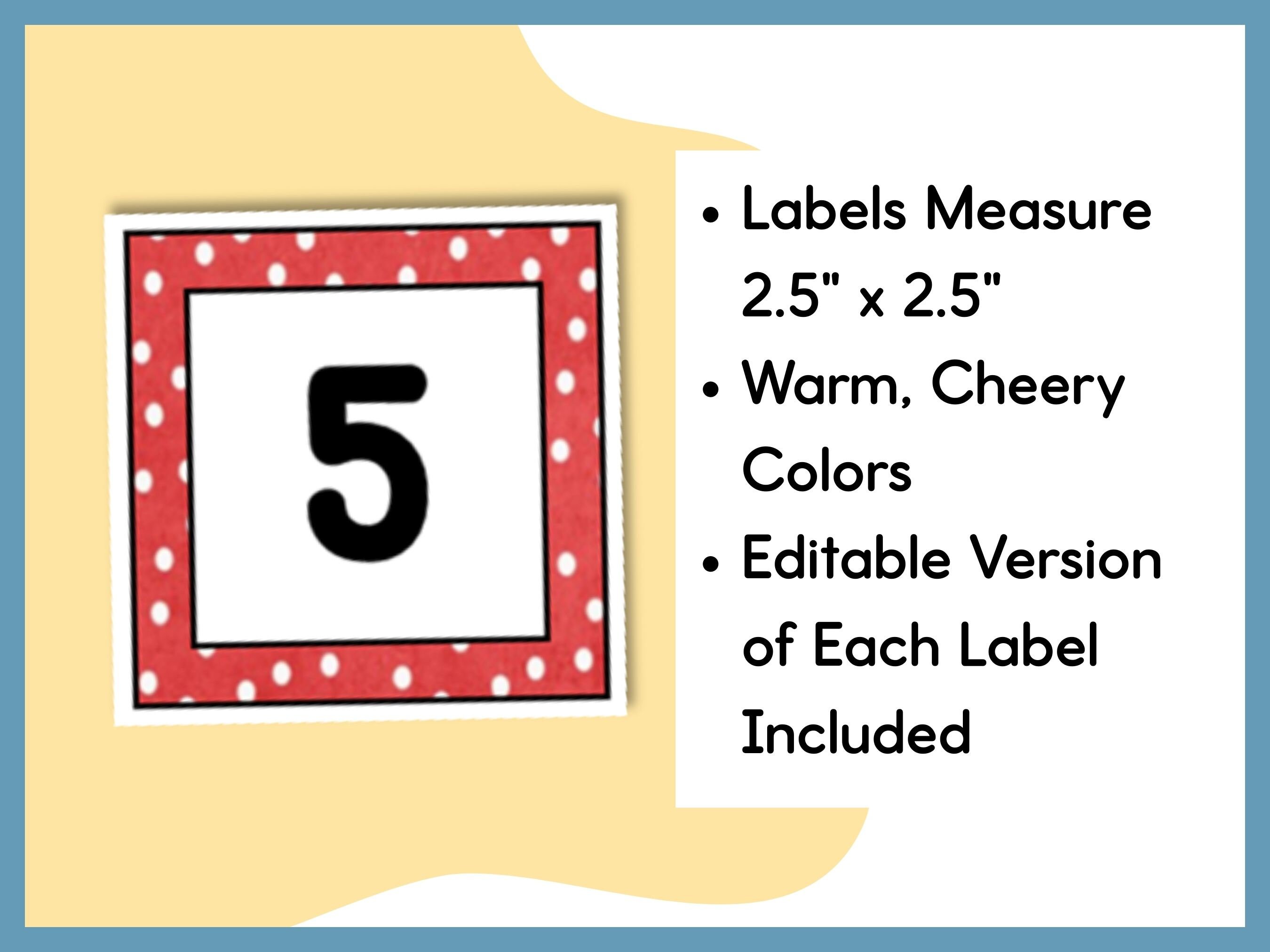 Polka Dot Rainbow Number Labels, Watercolor Classroom Decor, Class ...