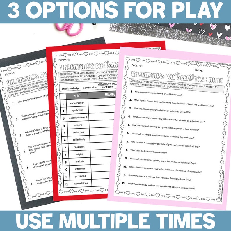 Valentine's Day Scavenger Hunt for Kids, Fun February Party Activity ...