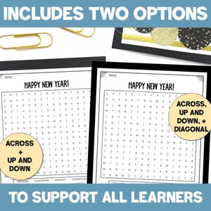 HAPPY NEW YEAR Word Search, Fun No Prep Activity for Classrooms ...