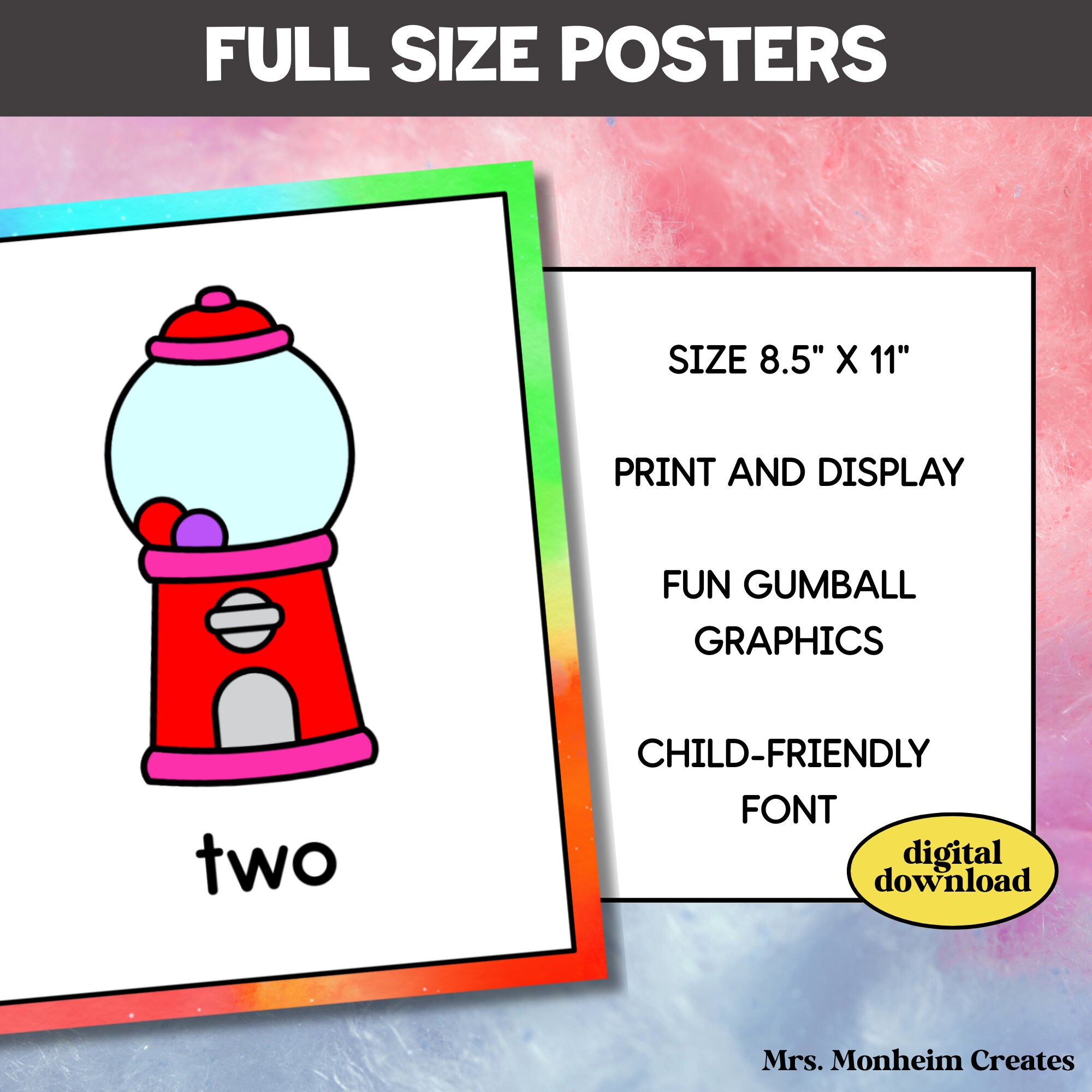Gumball Theme Number Flashcards Educational Resource for - Etsy