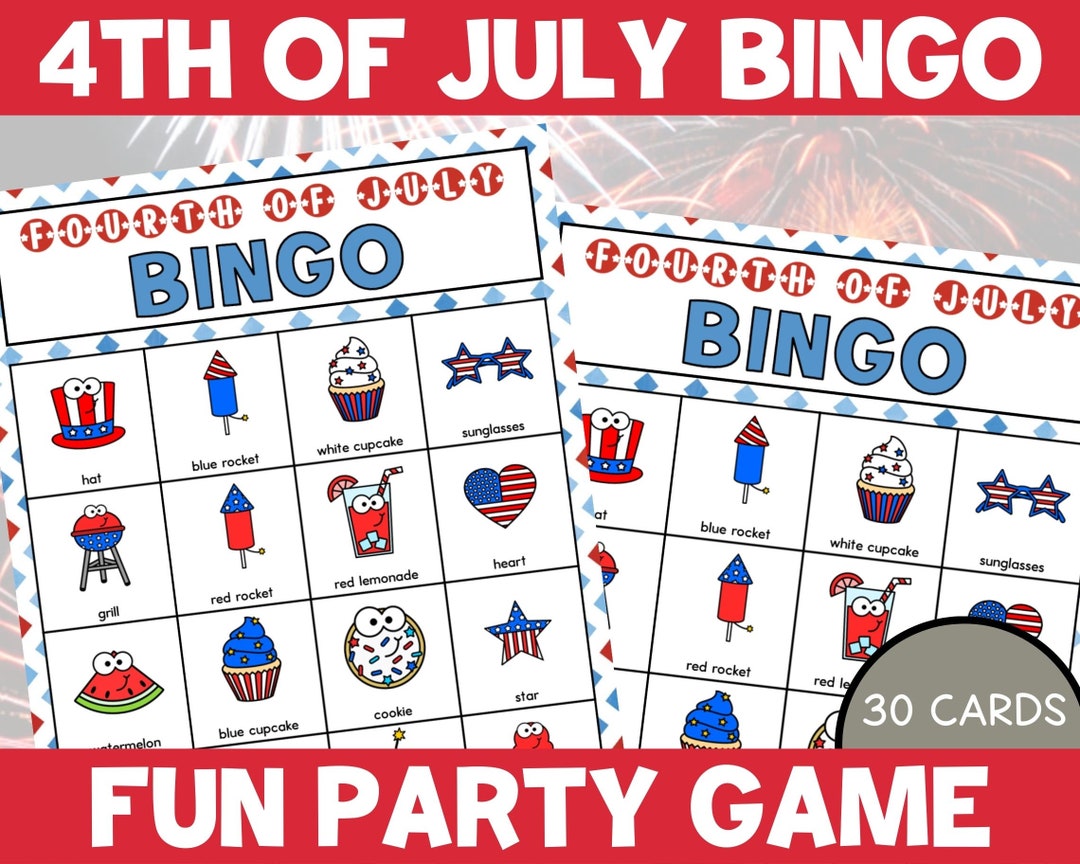 4th of July Printable Bingo Game, Independence Day Party Game ...