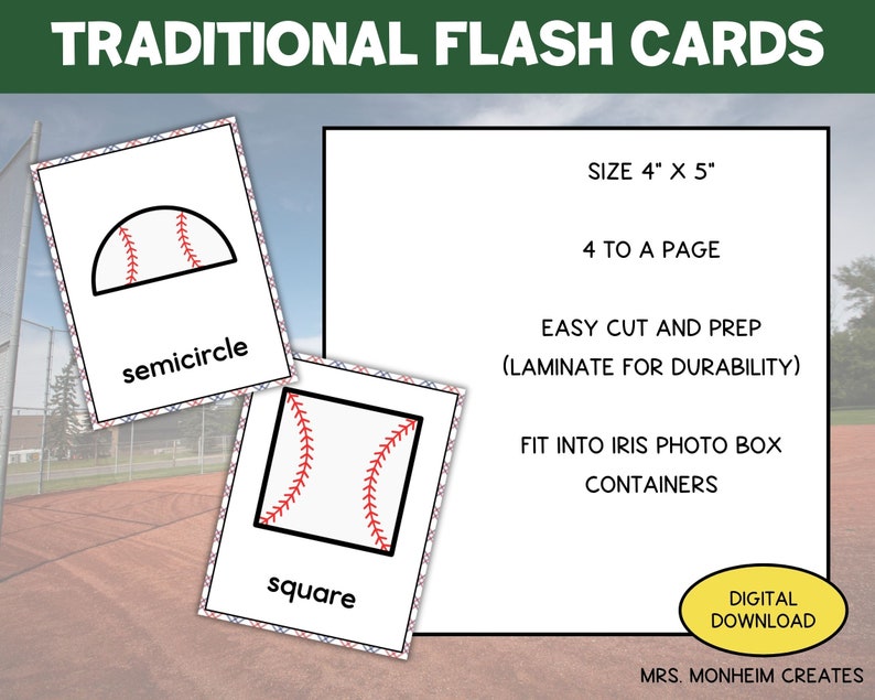 Geometric Baseball Shapes Flash Cards Baseball Shape Cards - Etsy