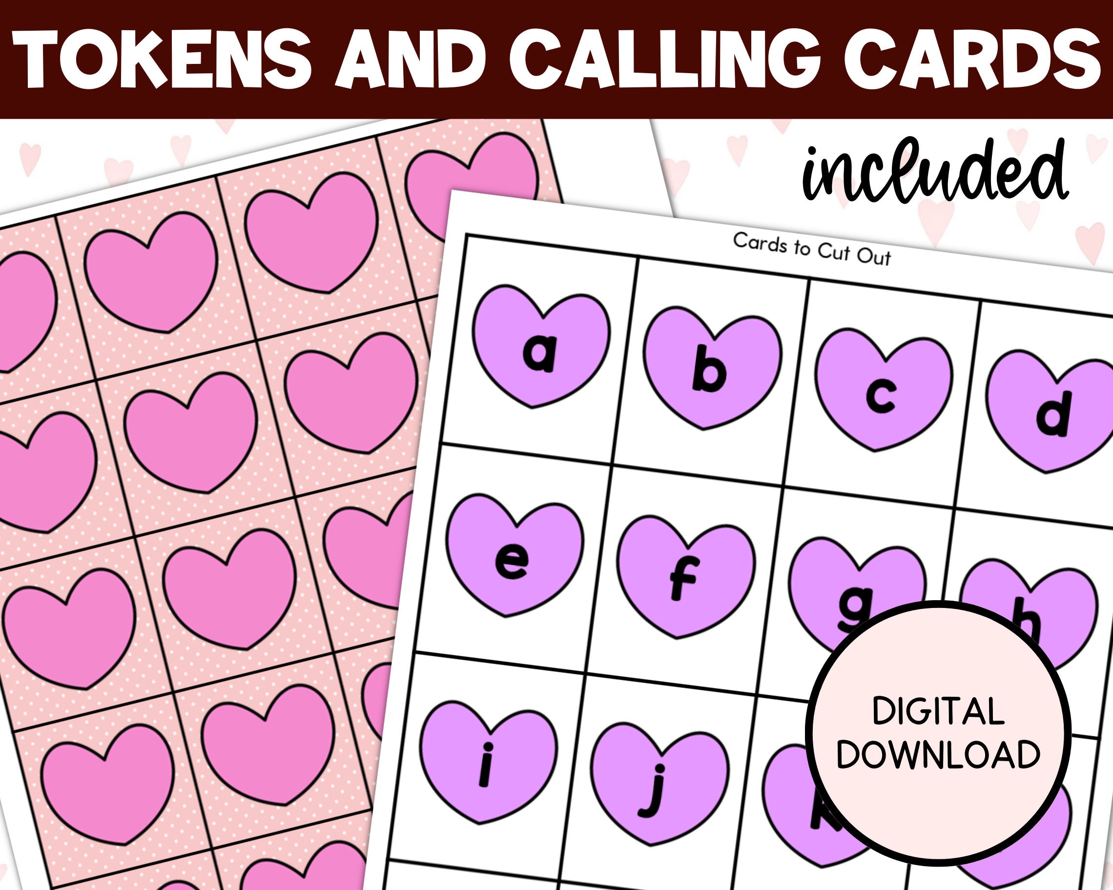 Lowercase Alphabet Bingo Valentine Bingo Valentine Alphabet Bingo ...