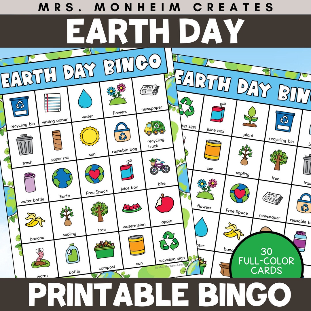 Earth Day Bingo - Fun Party Game for Kids, Families + Seniors- 30 Cards ...
