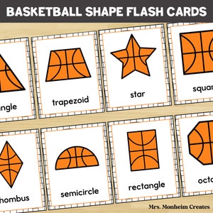 2D Geometric Shapes Flashcards, Basketball Theme, Educational Resource ...