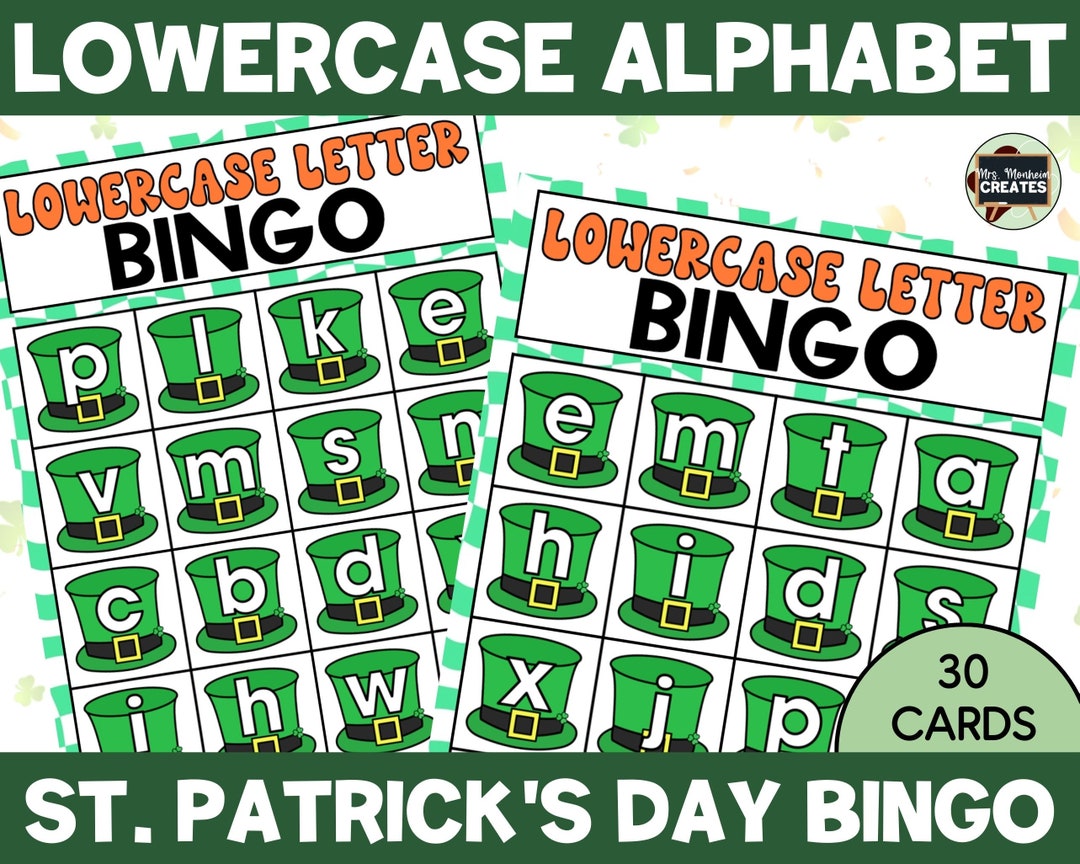 Lowercase Alphabet Bingo | St. Patrick's Day Fun Classroom Activity ...