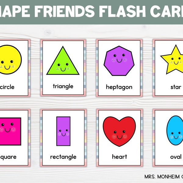 Shapes Flash Cards - Etsy