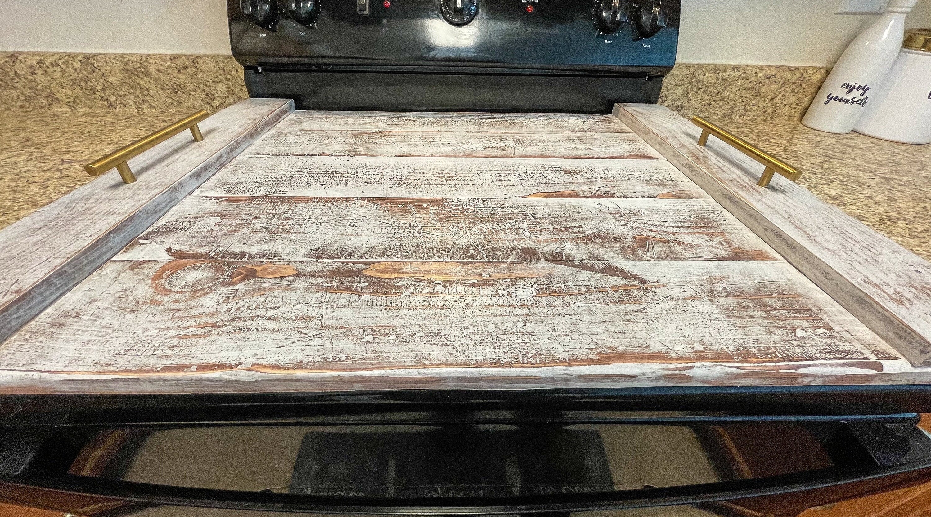 Rustic Wood Stove Top Cover for Gas or Electric Stove Wood Noodle Tray ...