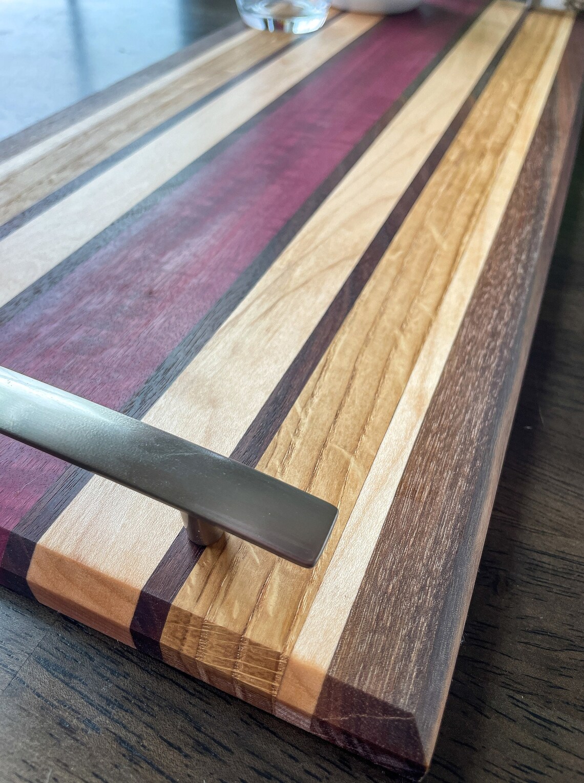 Walnut Oak Purple Heart Serving Tray With Handles Serving Board Modern ...