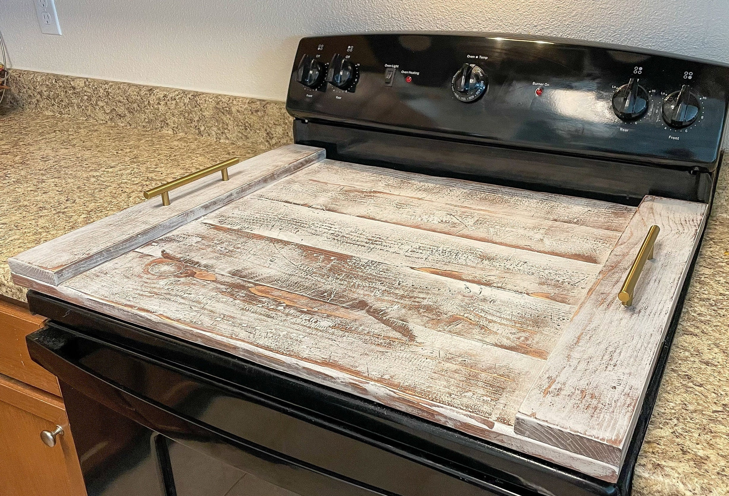 Rustic Wood Stove Top Cover for Gas or Electric Stove Wood Noodle Tray ...