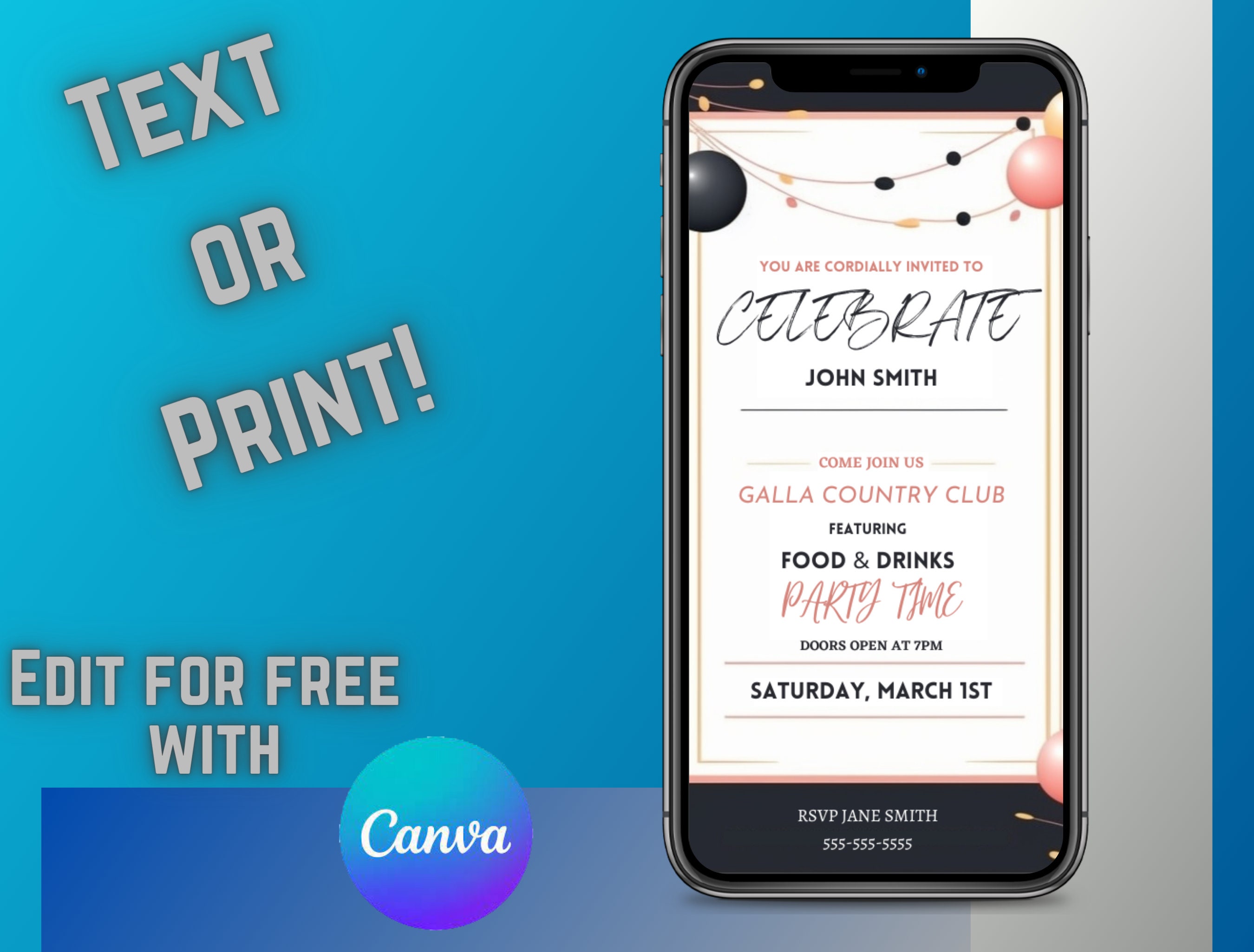 Special Event Invitation, Text Invitation Canva, Special Event ...