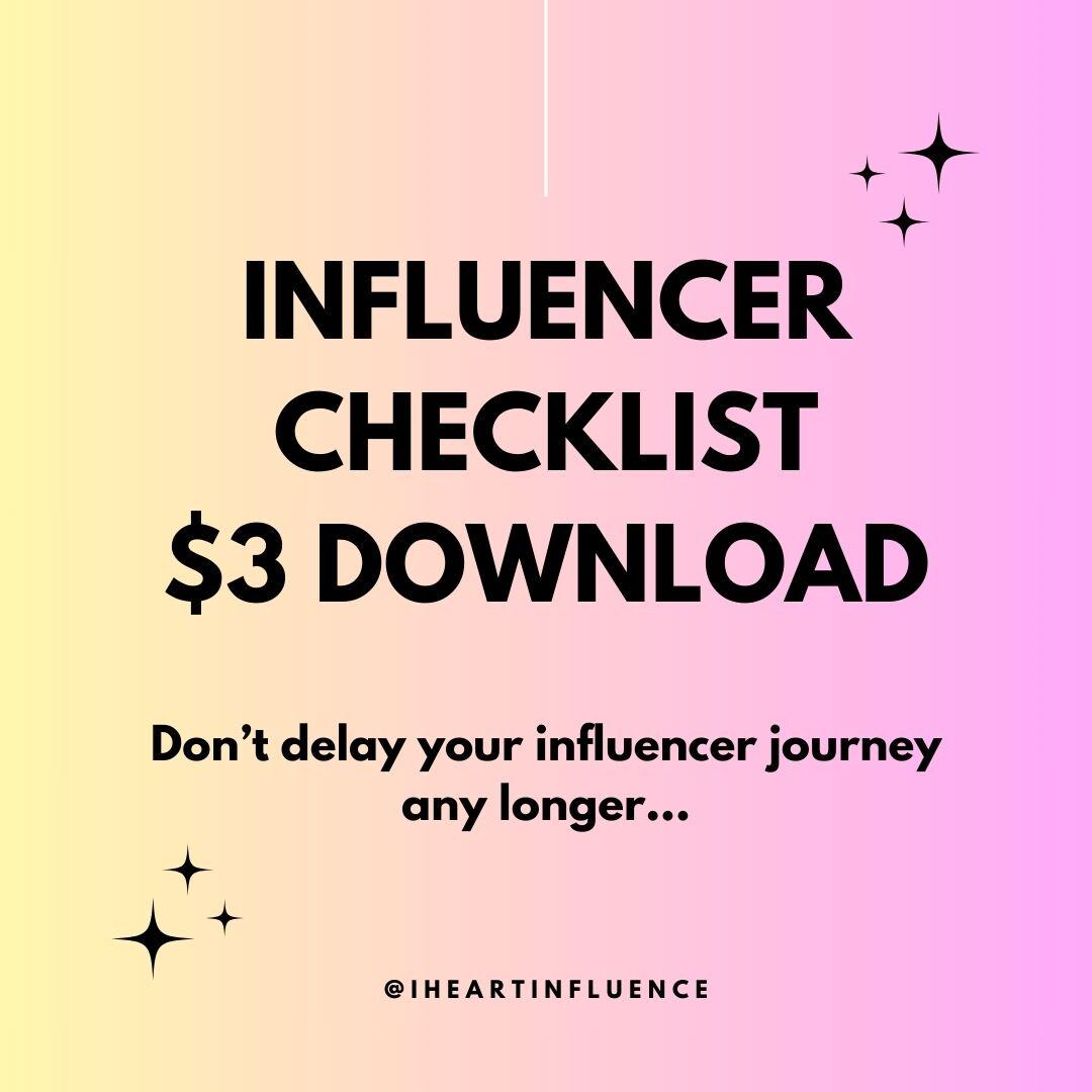 Influencer Checklist Essential 2 Page Guide to Kickstart Your Social ...