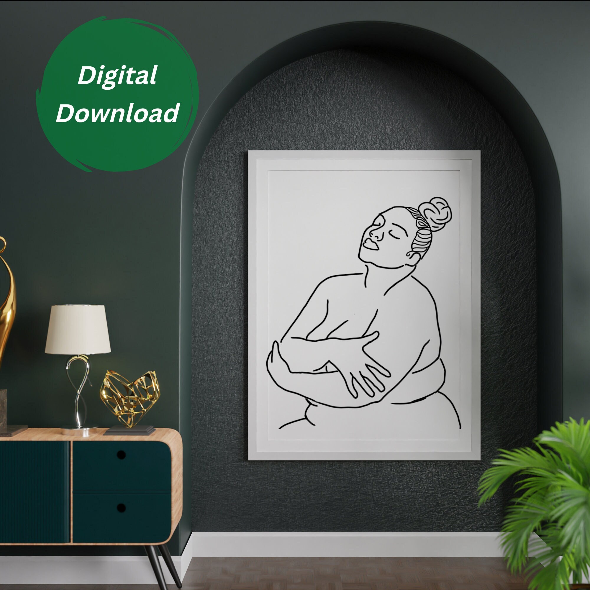 Minimalist Female Figure Drawing Black and White Original Art for Your ...