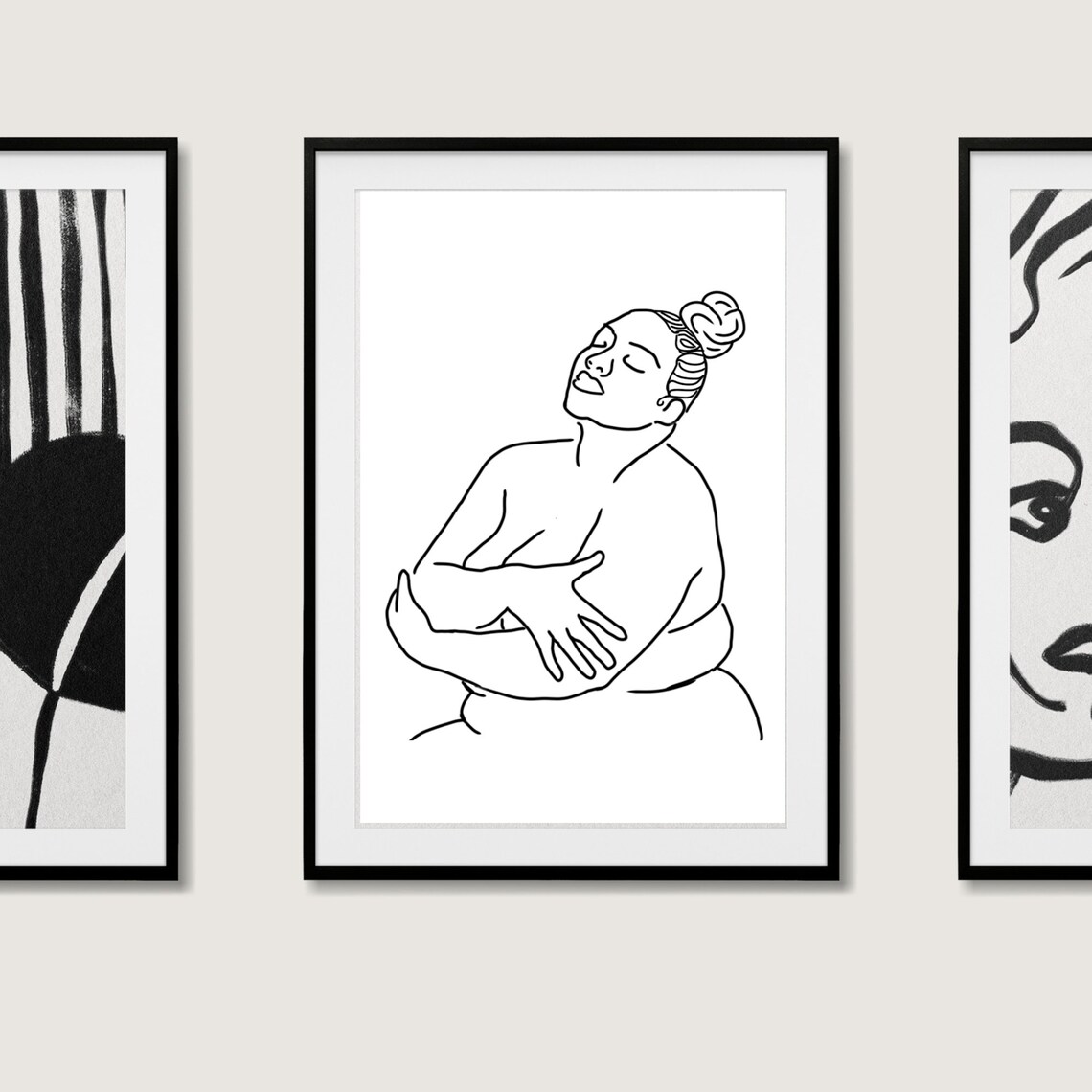 Minimalist Female Figure Drawing Black and White Original Art for Your ...