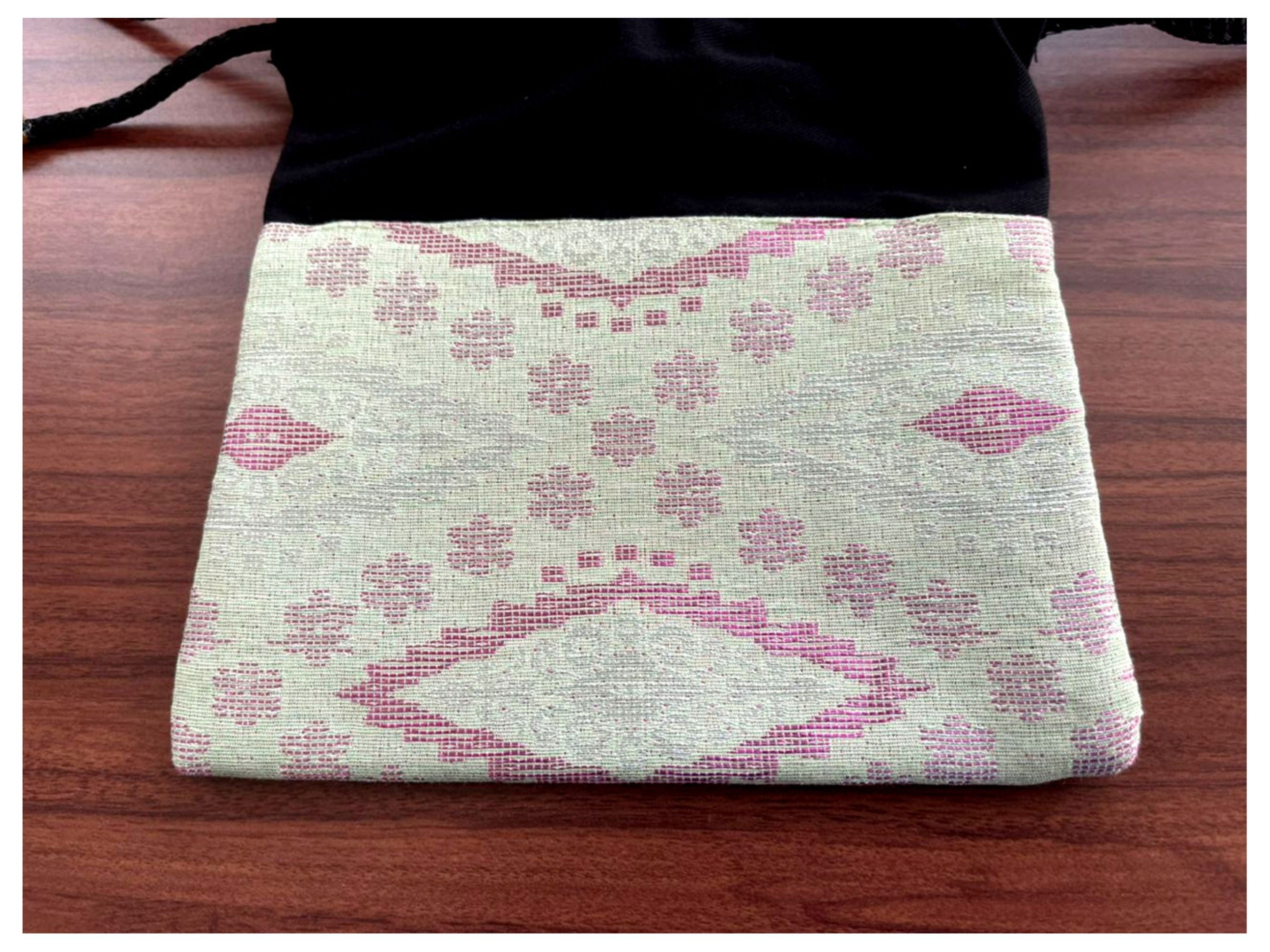 Batik Songket Hand Pouch Bag Black/mint Green Color With Pink Tenun - Etsy