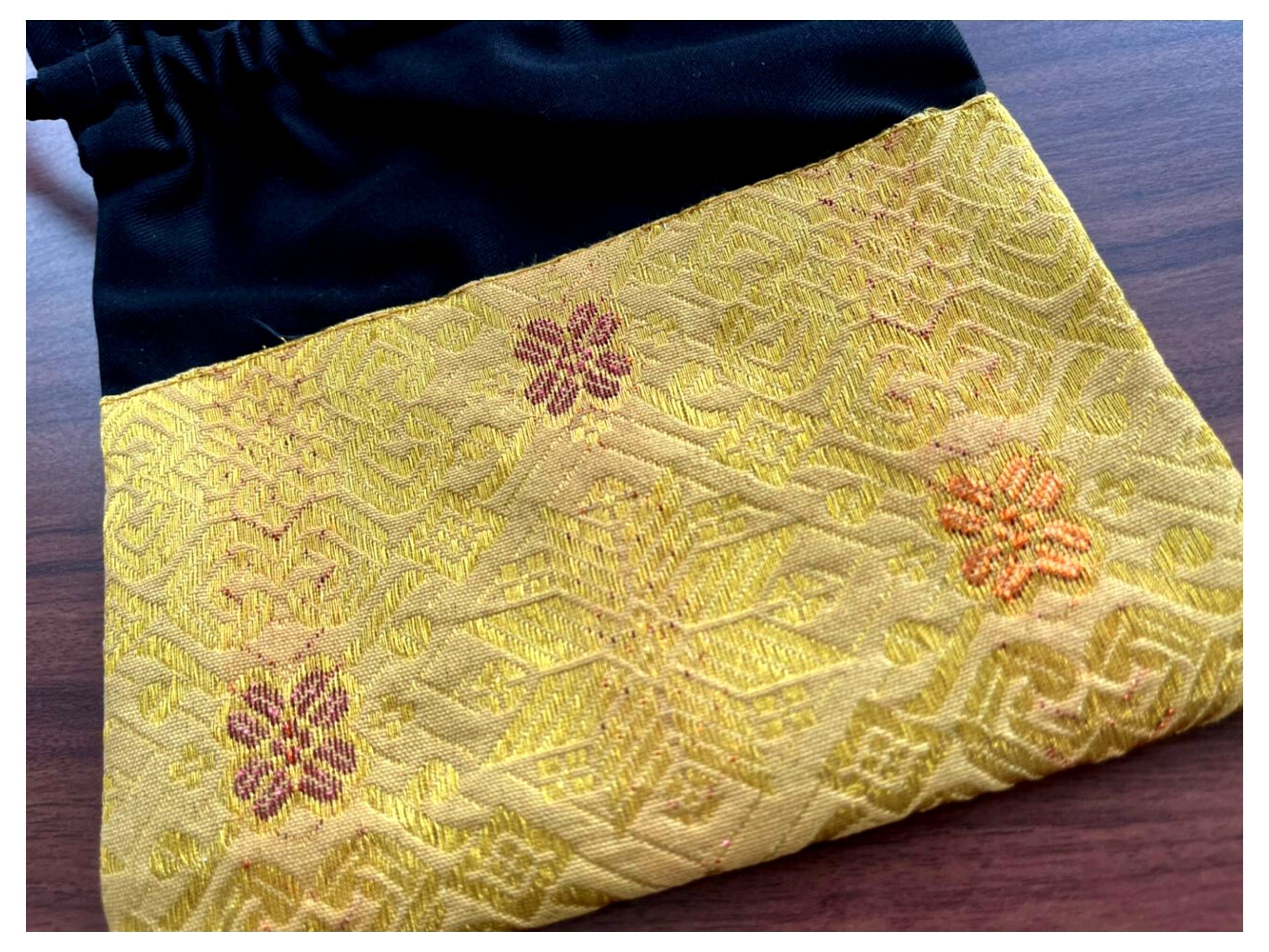 Batik Songket Hand Pouch Bag Black/gold Color - Etsy