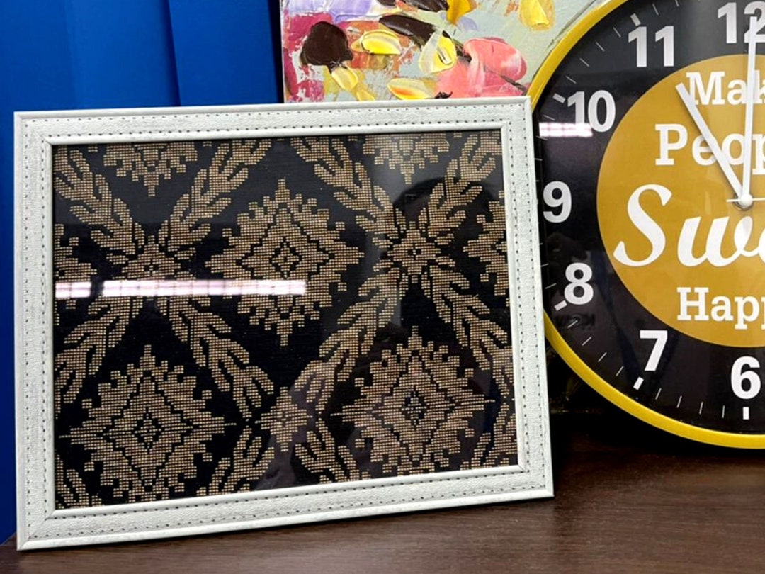 Traditional Songket Batik Art Design With Wood Frame for Home Display ...
