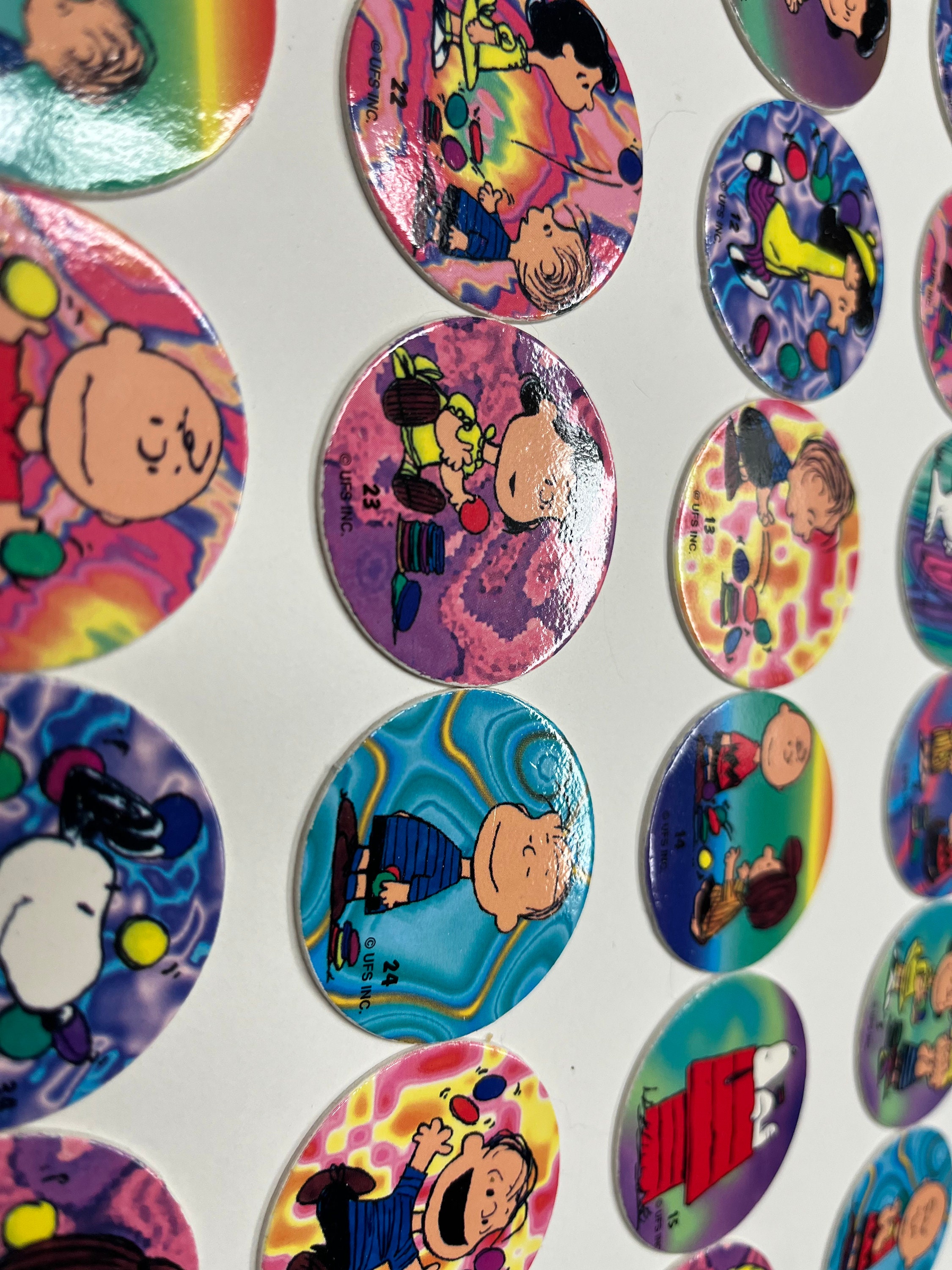 Complete Set (38) 90s Peanuts Pogs Milk Caps Charlie Brown Snoopy Lucy ...