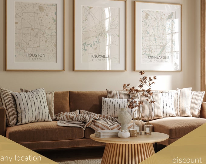 3 Map Bundle: Custom Map Prints of Any Location, Bundle Discount ...