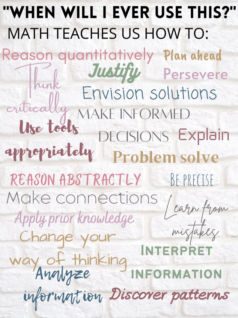 Math Classroom Poster, Printable Digital Download, Classroom Decor ...