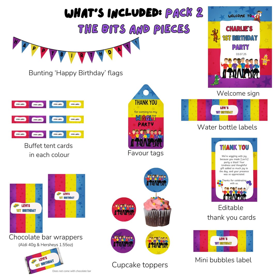 Editable Wiggles Party Decor Pack, DIY, Instant Download, Digital ...