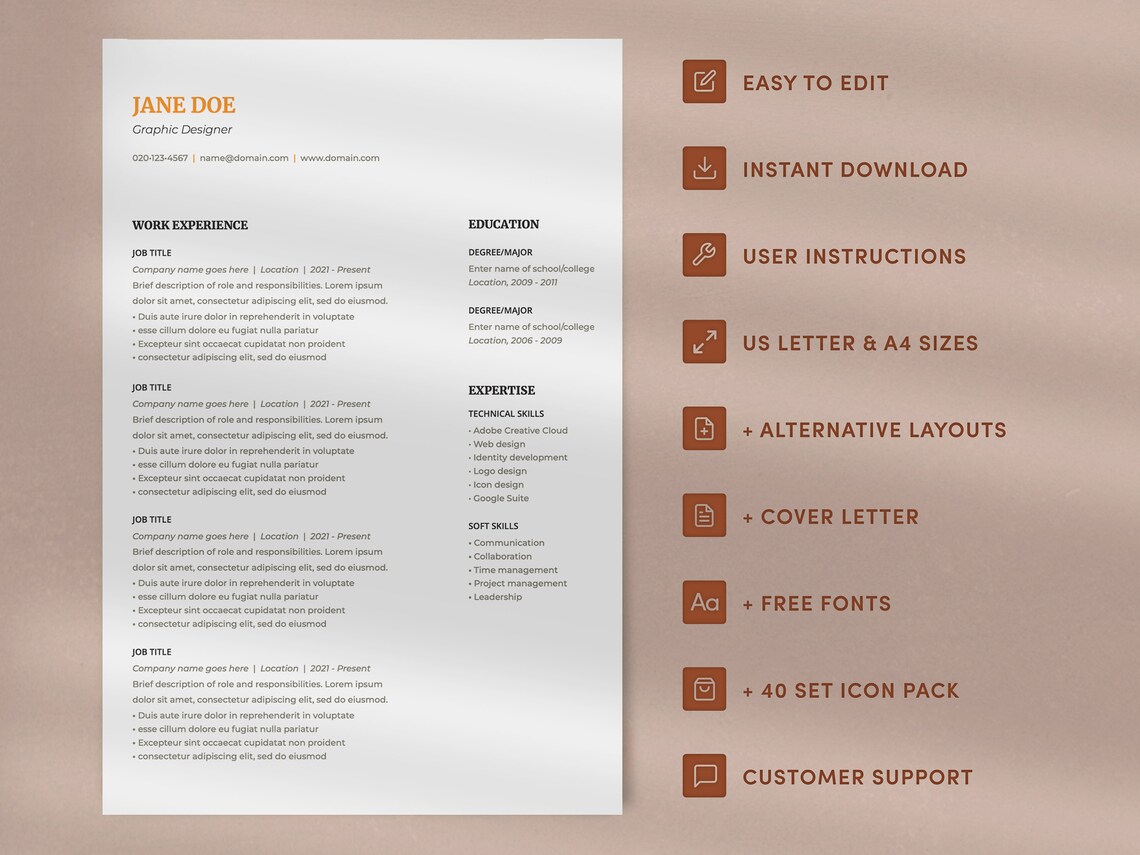 Google Doc Resume Template Executive Professional & Modern - Etsy