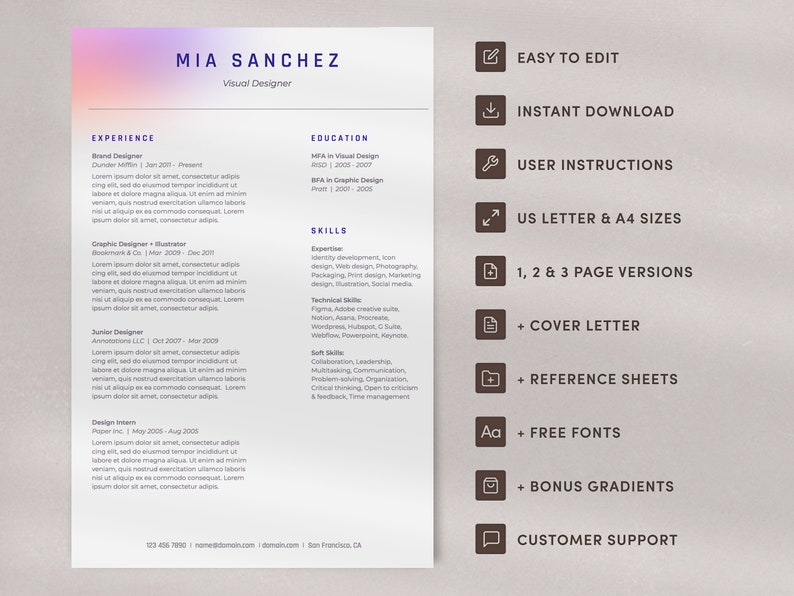 Google Docs Resume Template Executive, Professional & Modern Resume Template Easy to Use ...