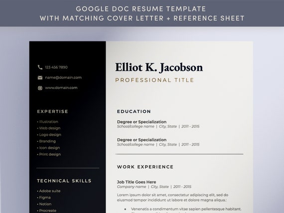 Google Docs Resume Template Executive Professional & Modern - Etsy