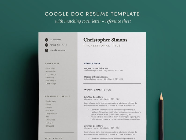 Google Docs Resume Template | Executive, Professional & Modern Resume ...
