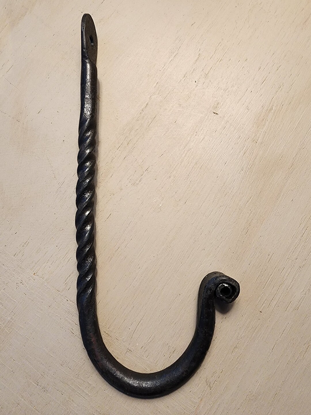 Hand Forged J Hook With Decorative Twist and Flat Scroll - Etsy