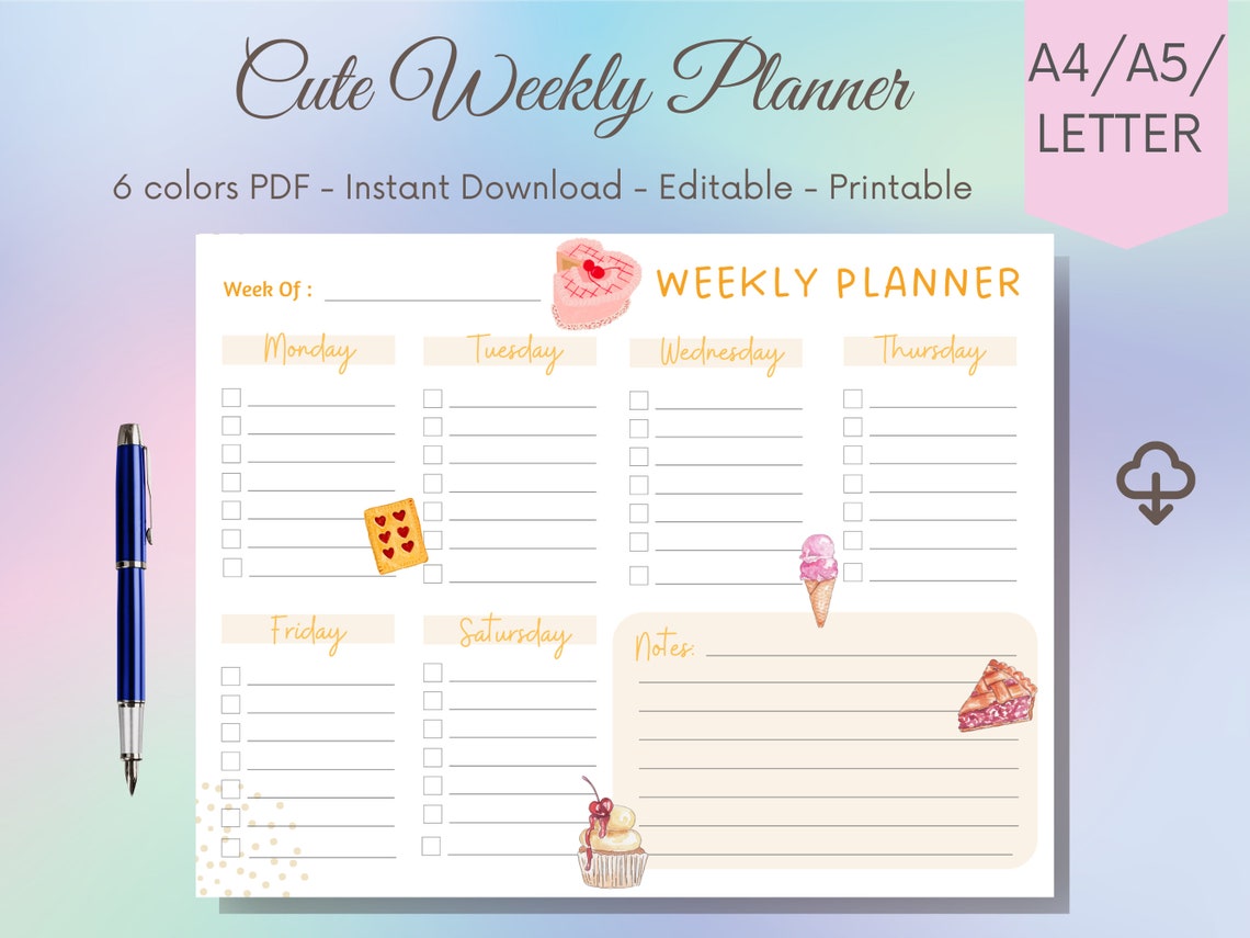 Weekly Schedule Bullet Journal Printable Planner PDF - Etsy Canada