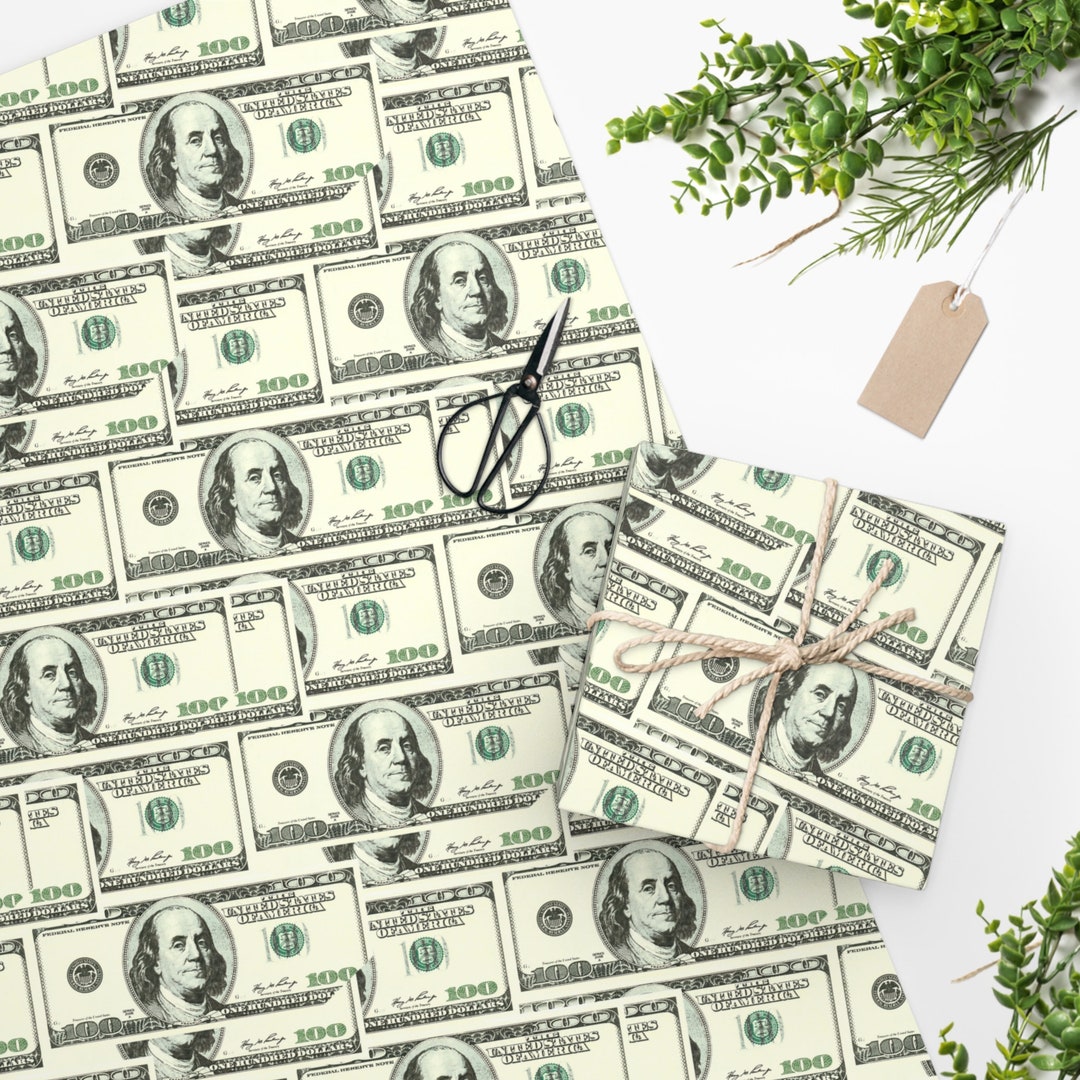 Hundred Dollar Bill Wrapping Paper, Money, Cash,wrapping Paper, Gift ...