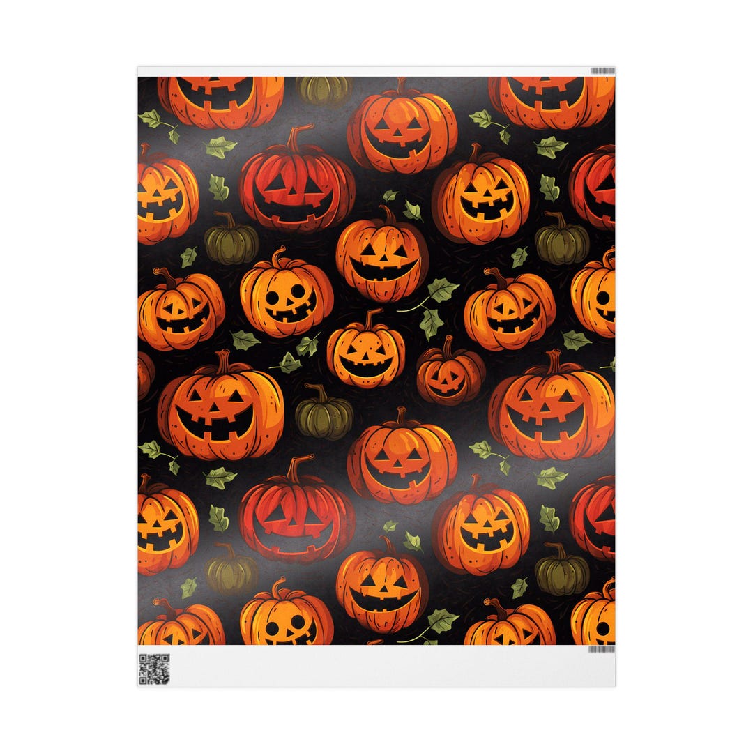 Jack O' Lantern Wrapping Paper | Halloween Pumpkin Gift Wrap - Etsy