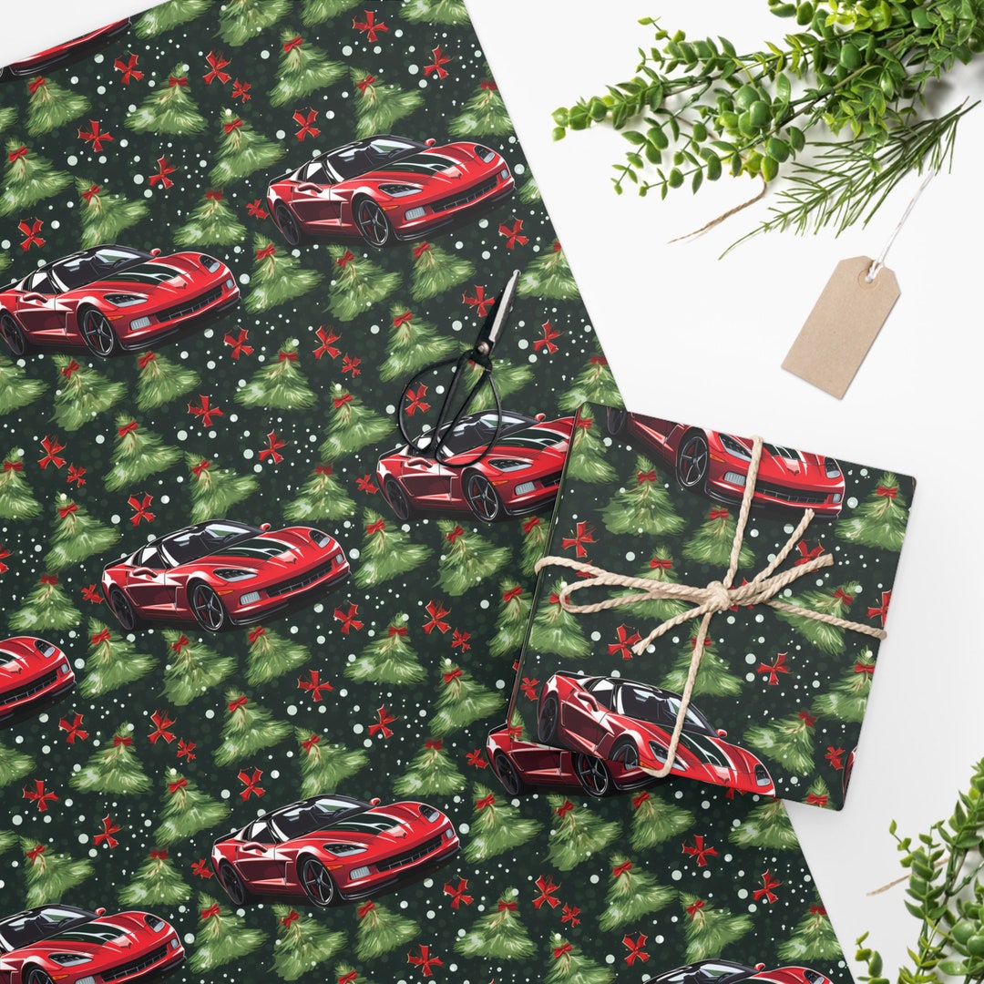 Christmas Sportscar, Christmas Wrap, Car Guy Wrapping Paper, Gift Wrap ...