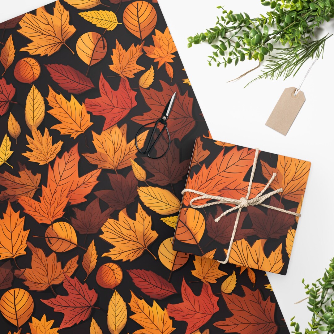 Autumn Tree Leaves , Fall Wrapping Paper, Gift Wrap, Floral, Custom ...