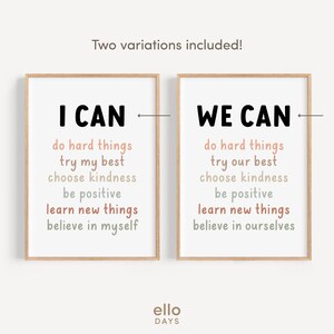 I Can Do Hard Things Motivational Poster, Positive Affirmations Print ...